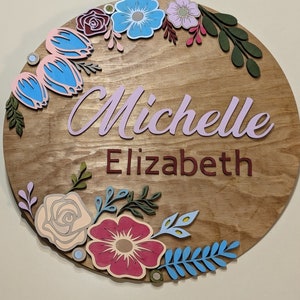 Floral Name Sign Wall Decor DXF SVG Files, Vector Files for Wood Laser ...