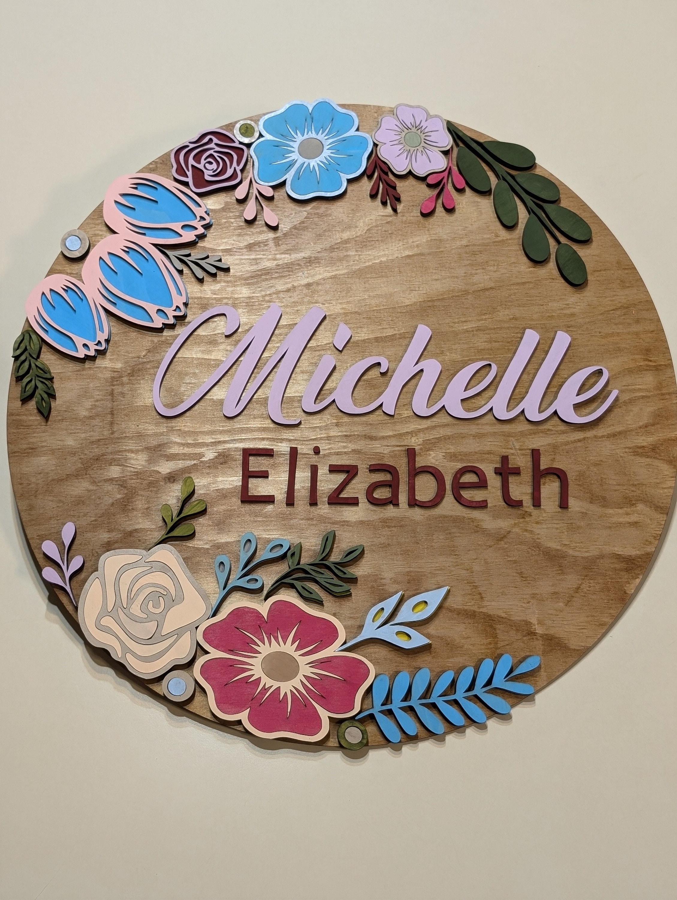 Floral Name Sign Wall Decor DXF SVG Files, Vector Files for Wood Laser ...