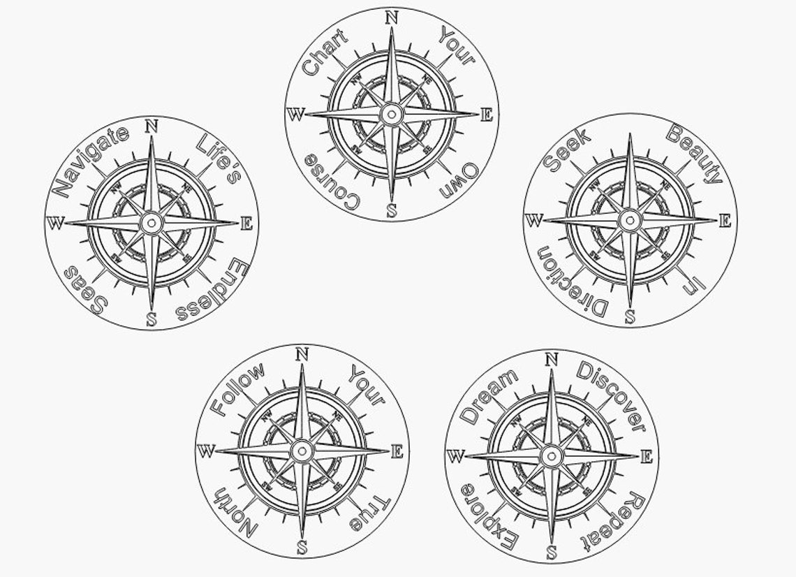 Compass Token DXF SVG Files, Vector Files for Wood Laser Cutting - Etsy