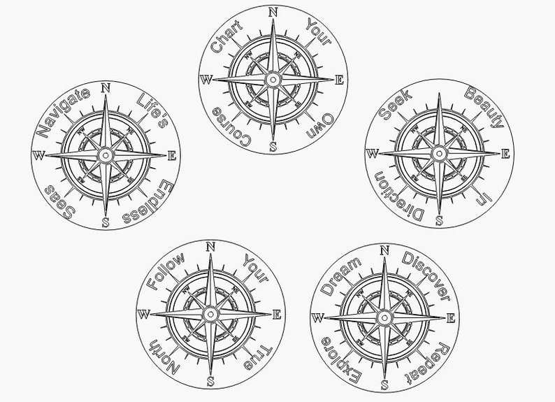 Compass Token DXF SVG Files, Vector Files for Wood Laser Cutting - Etsy