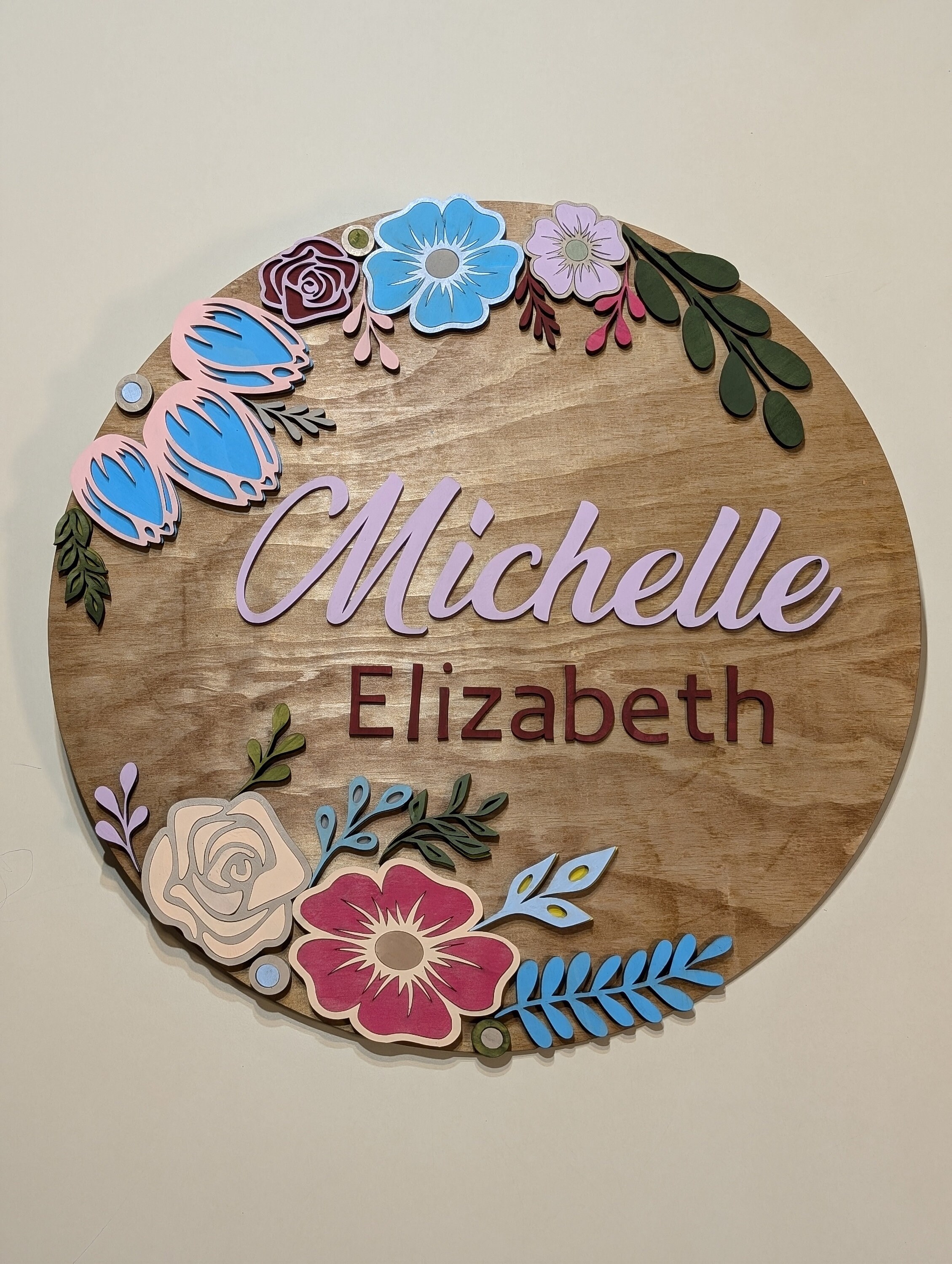Floral Name Sign Wall Decor DXF SVG Files, Vector Files for Wood Laser ...
