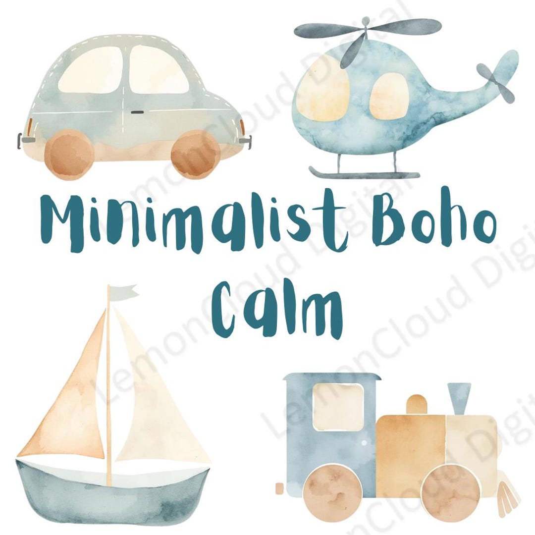 Watercolor Transportation Nursery Print | Boho Baby Room Decor (digital ...