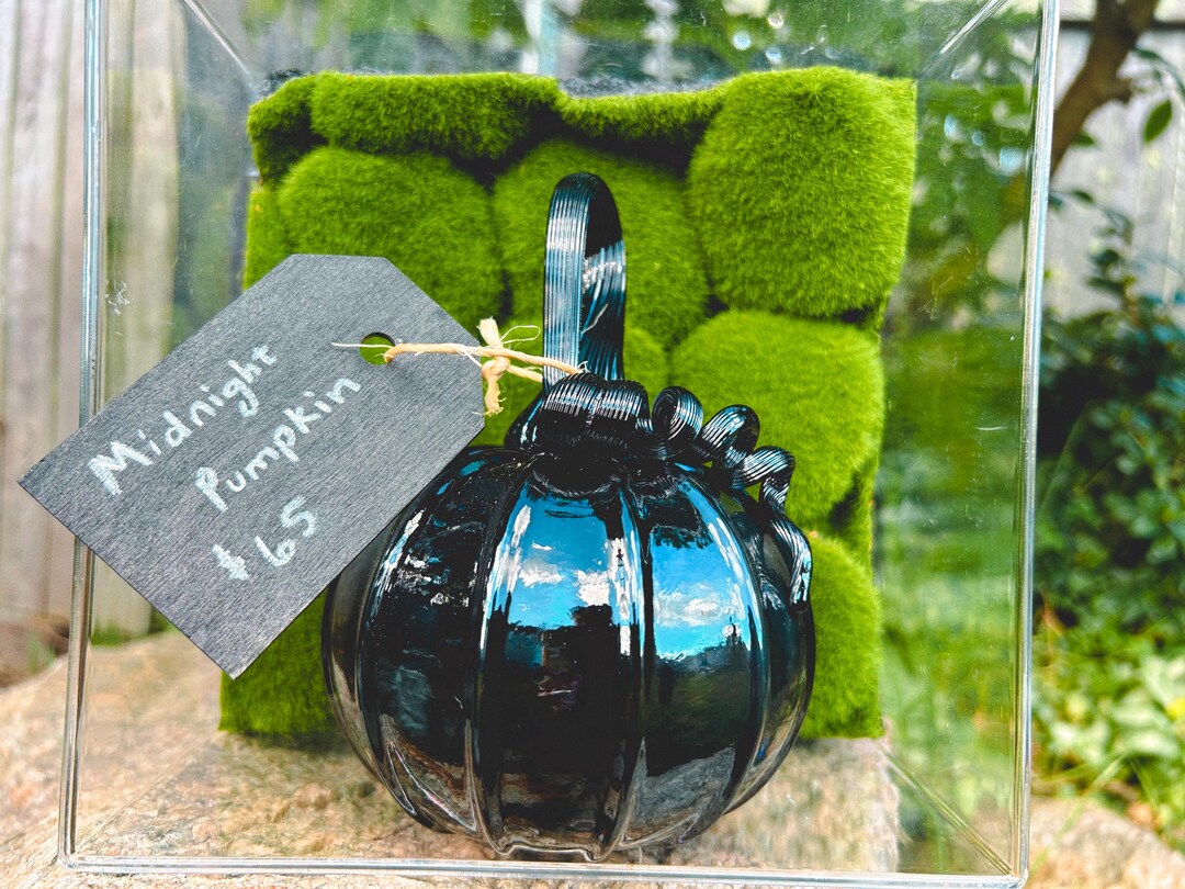 Handblown Glass Midnight Pumpkin: Black Decor - Etsy