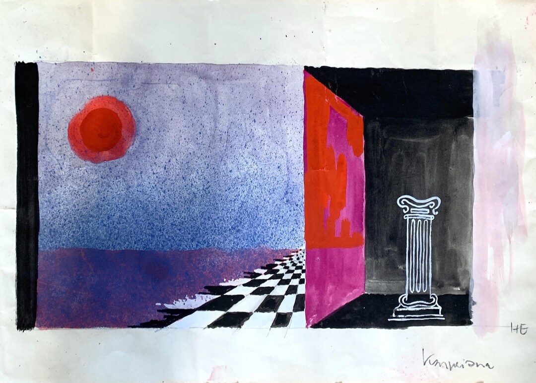 Original 1980s Postmodern Painting in Memphis or Vaporwave Style ...