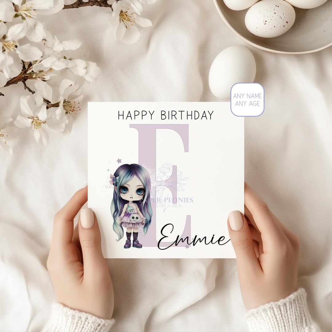 Goth Emo Girl Birthday Card Personalised for Her| Milestone Birthday ...