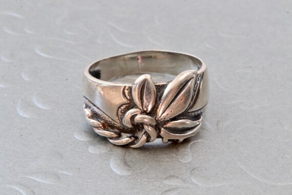 Flower silver ring, 925 Sterling silver leaves ring, … - Gem