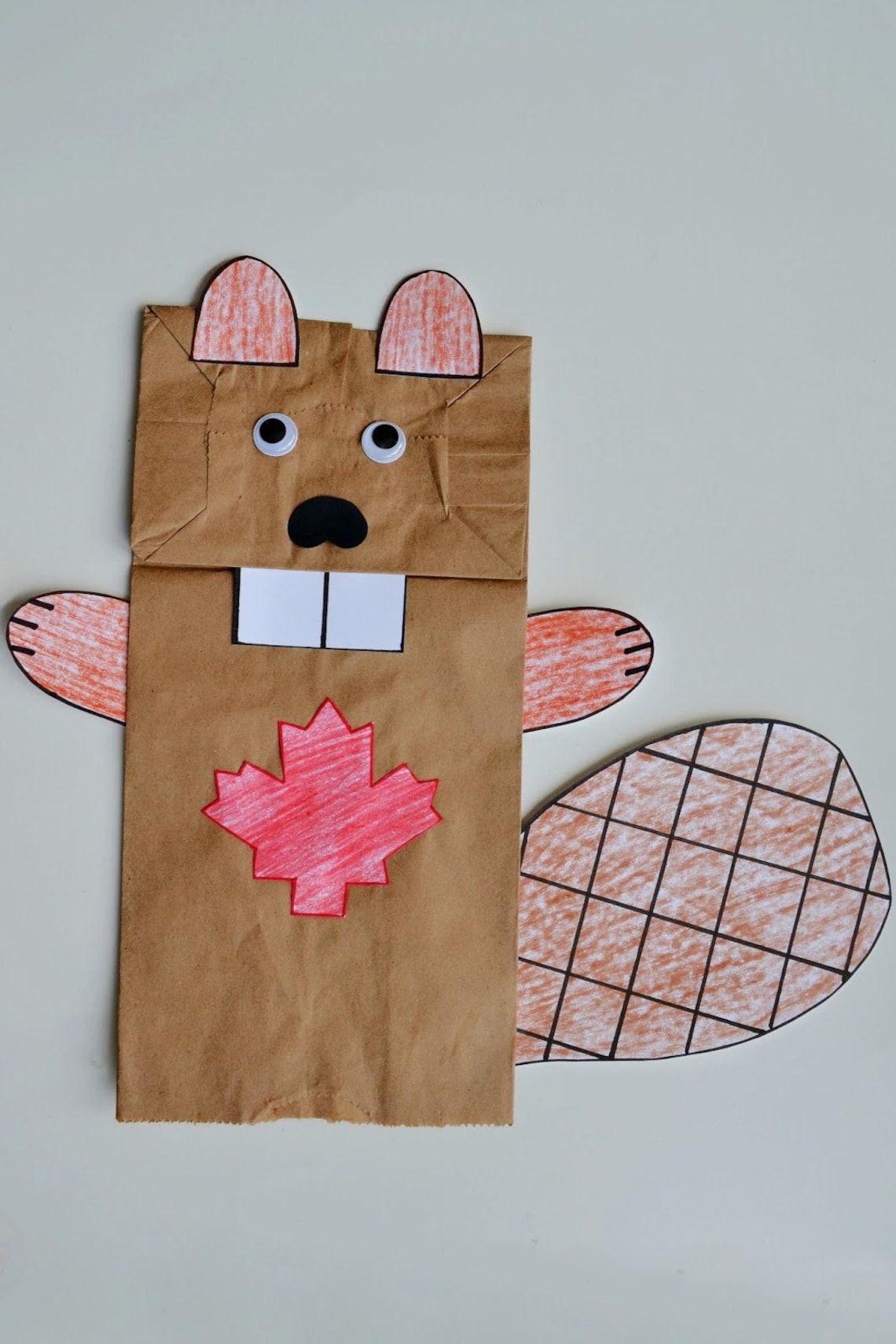 BEAVER Paper Bag Puppet TEMPLATE - Etsy