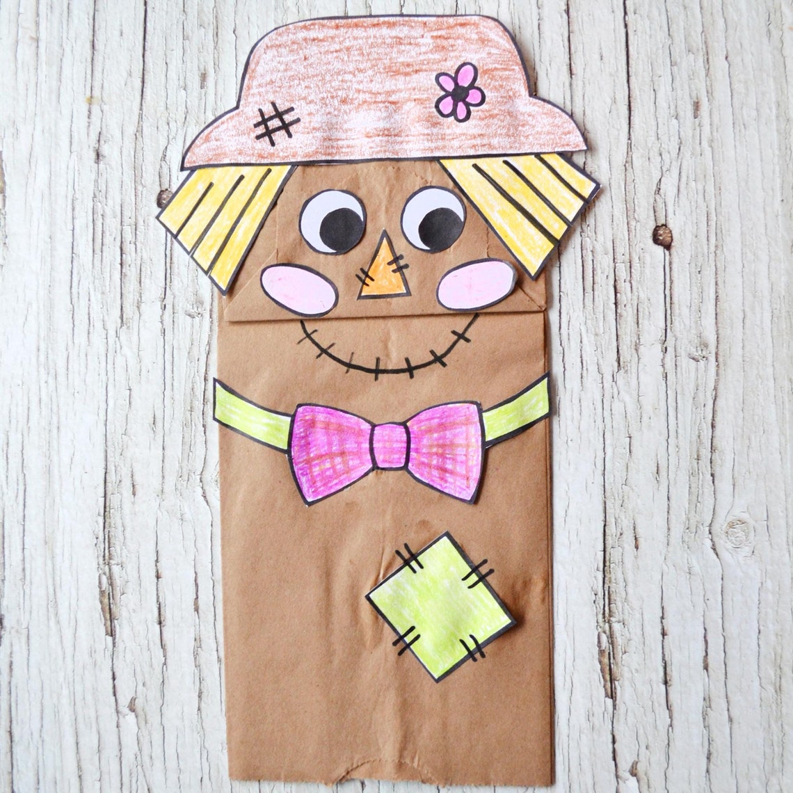 Template to Make a SCARECROW Paper Bag Puppet -- Digital Download ...