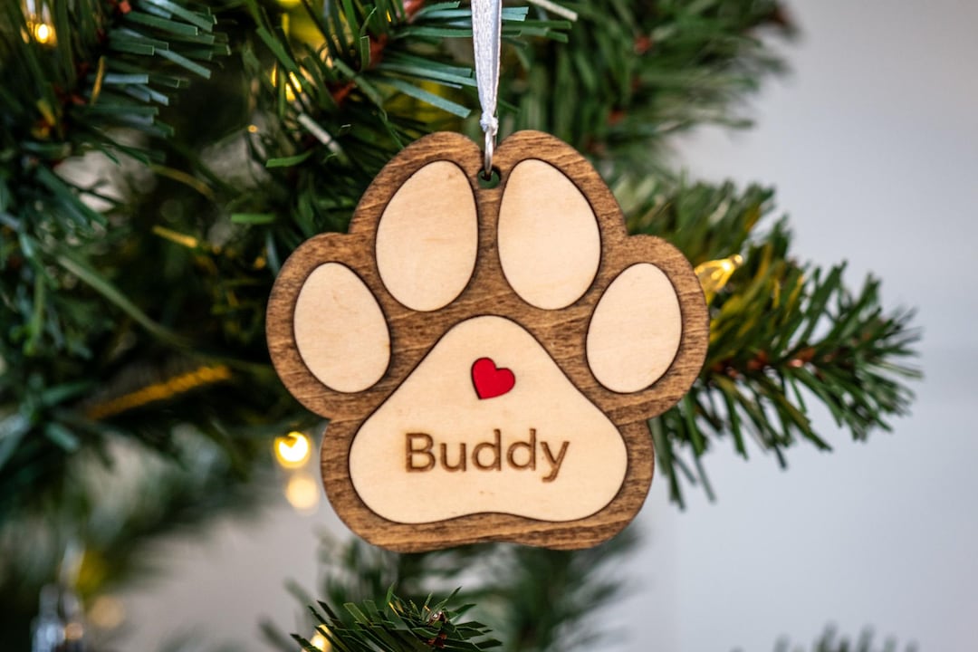 Personalized Pet Paw Print With Engraved Name Wooden Dog/cat Memorial ...