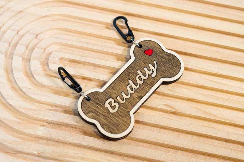 Personalized Dog Bone Name Tag, Wooden Kennel Crate Sign - Etsy