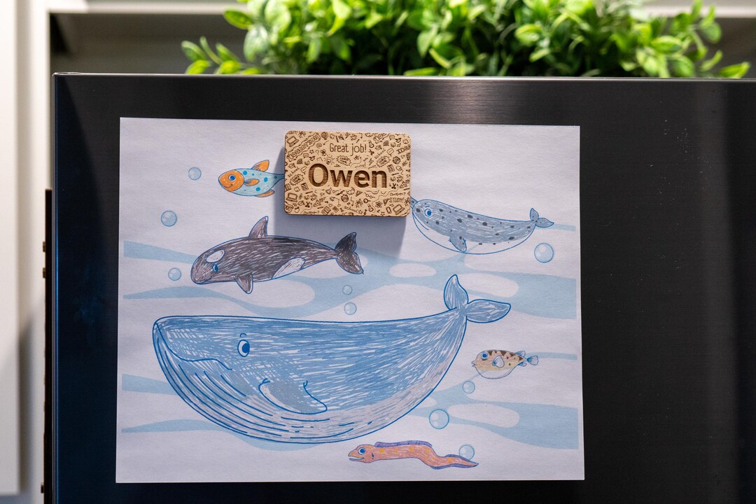 Personalized Made by / Great Job Magnets Kids Name Artwork Fridge ...
