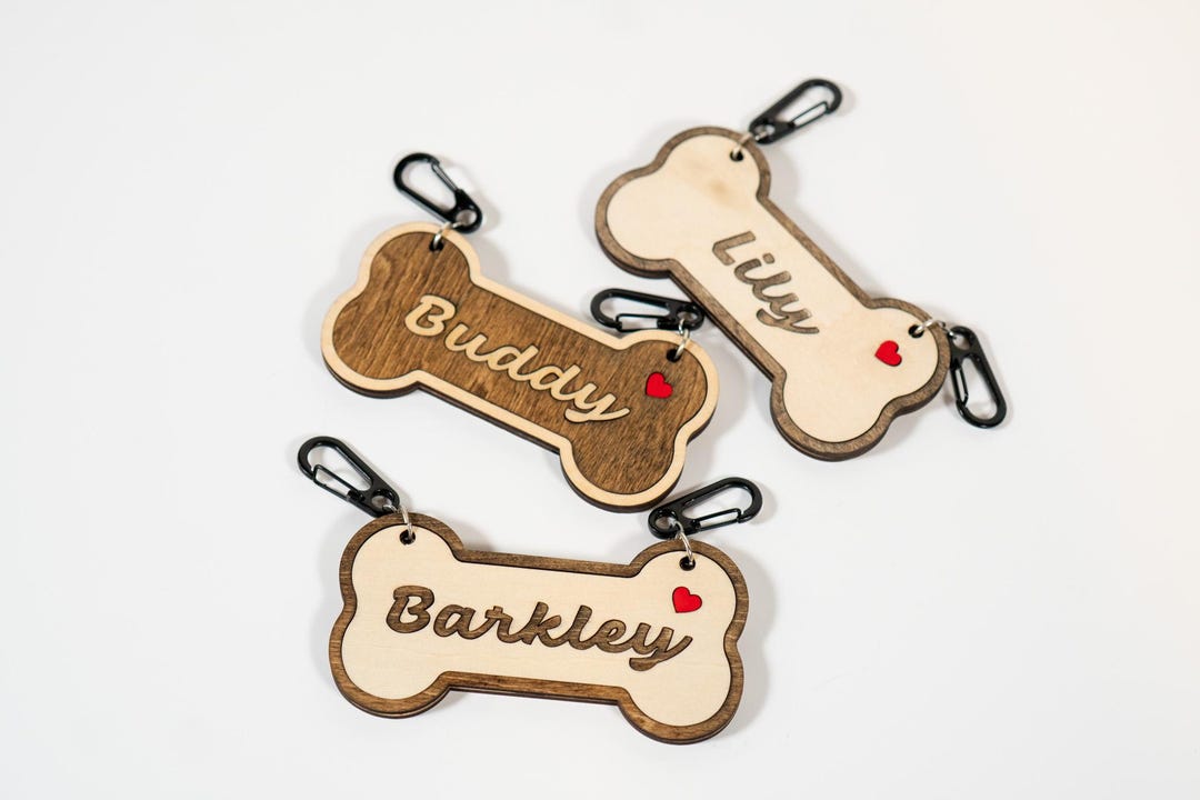 Personalized Dog Bone Name Tag, Wooden Kennel Crate Sign - Etsy