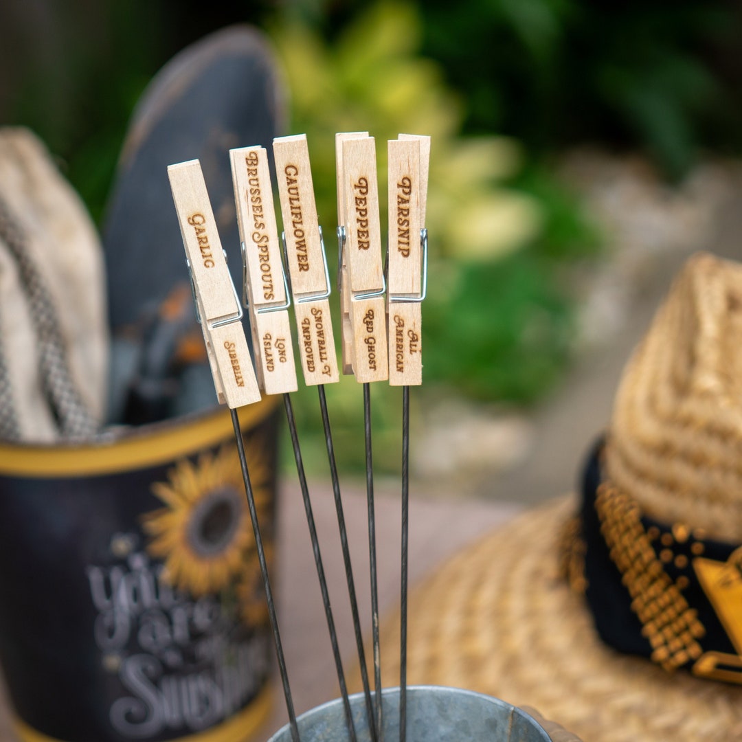 One // Custom Vegetable Plant Tag Garden Marker - Rustic Clothespin ...