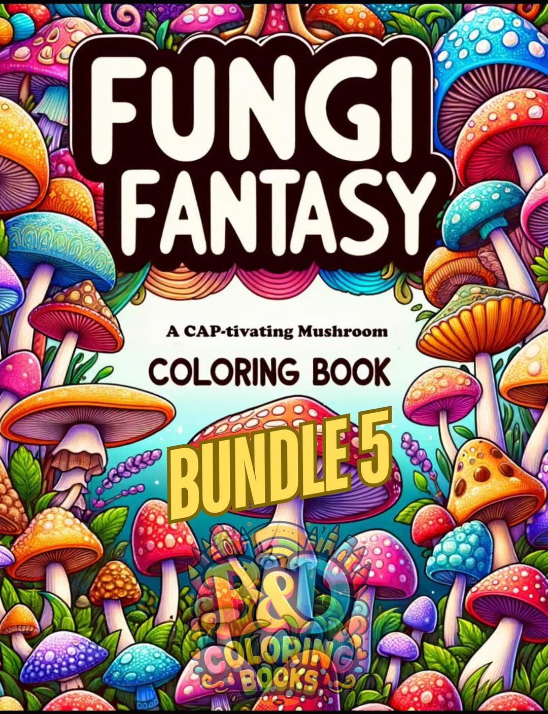 Bundle 5 Mushroom Coloring Pages Fungi Fantasy Art Intricate Mushroom ...