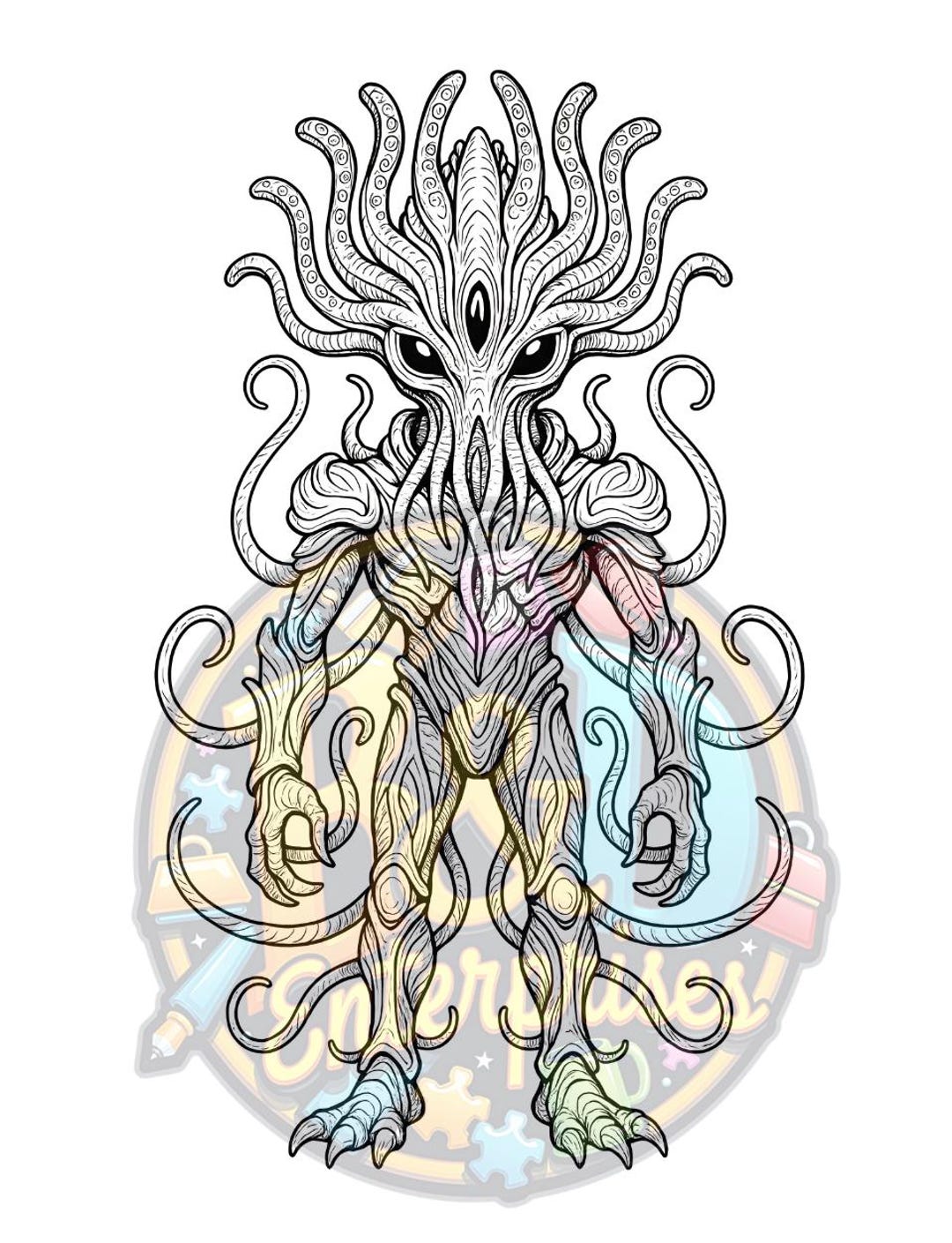 Mythic Tentacle Alien Warrior – Sci-fi Fantasy Coloring Page - Etsy