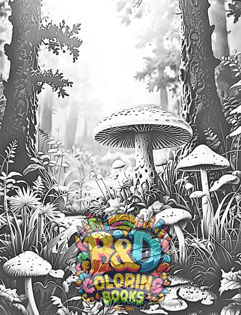 Bundle 5 Mushroom Coloring Pages Fungi Fantasy Art Intricate Mushroom ...