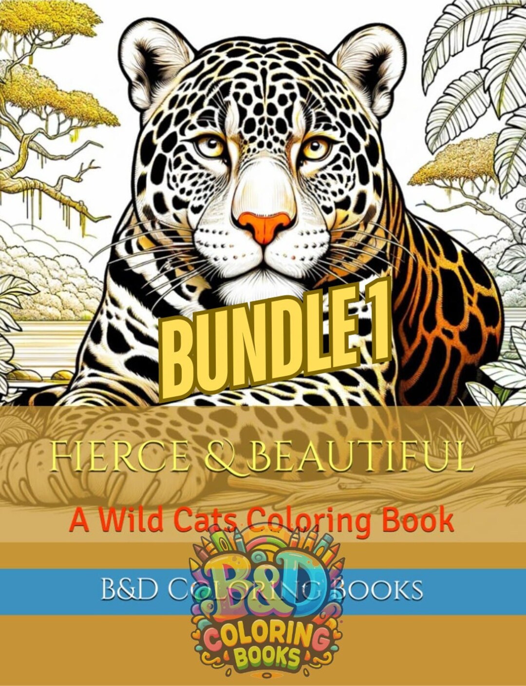 Bundle 1 Wild Cats Coloring Fierce and Beautiful Art Majestic Cat ...