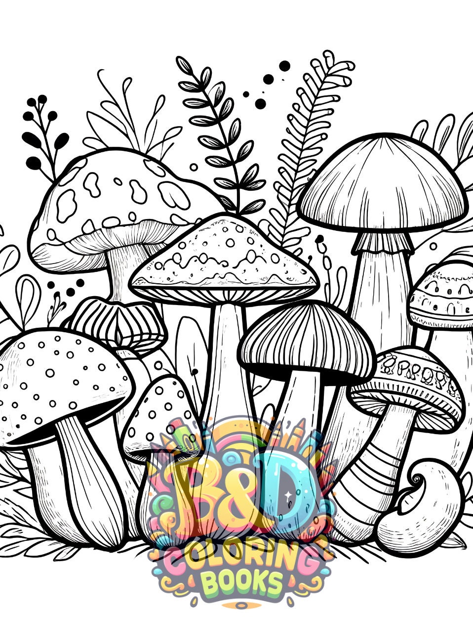 Bundle 7 Mushroom Coloring Pages Fungi Fantasy Art Intricate Mushroom ...