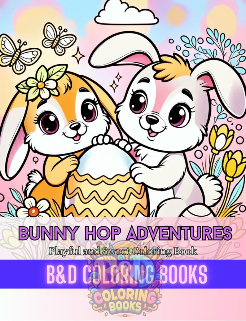 Bunny Hop Adventures | 4 | Puppy and Kitten Easter Coloring Page | Cute ...