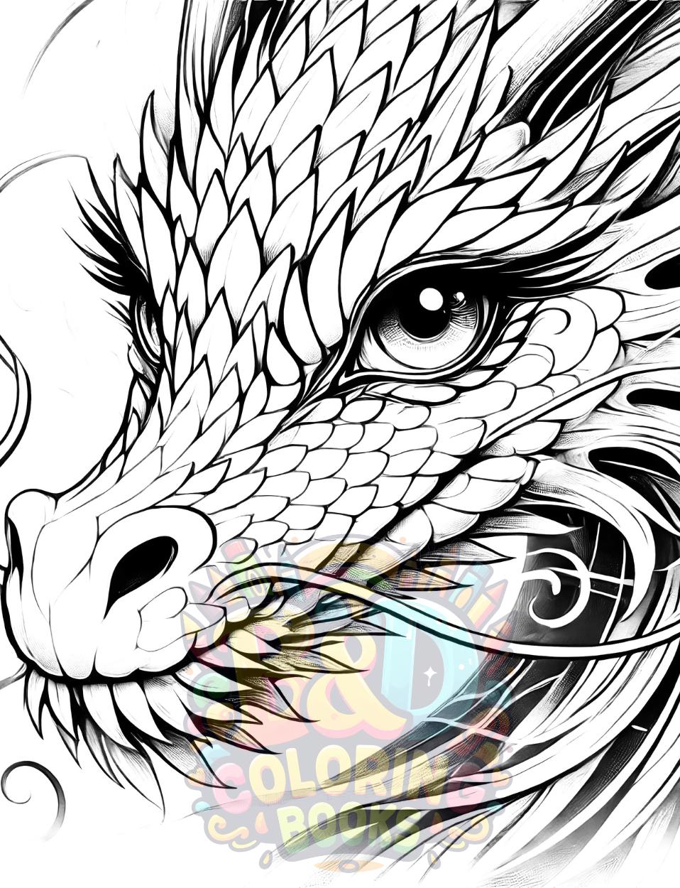 Mythical Dragons | 1 | Single Fantasy Coloring Page | Majestic Moon ...