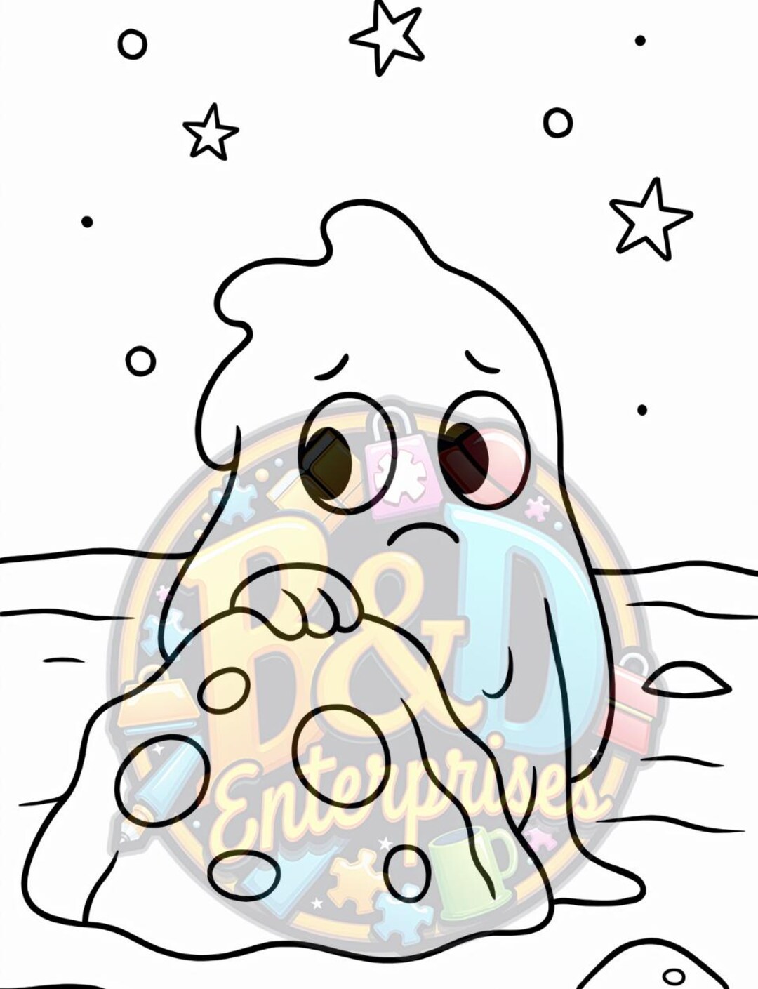 Sad Space Blob – Kawaii Alien Coloring Page for Kids - Etsy