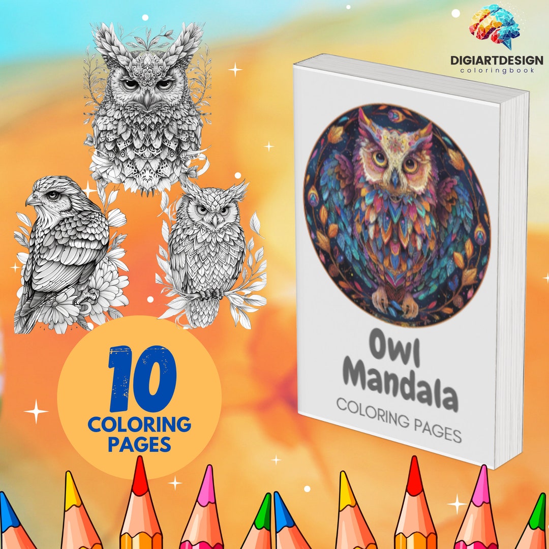 10 Owl Mandala Coloring Page, Adults Coloring Pages, Cute Kids Colorful ...