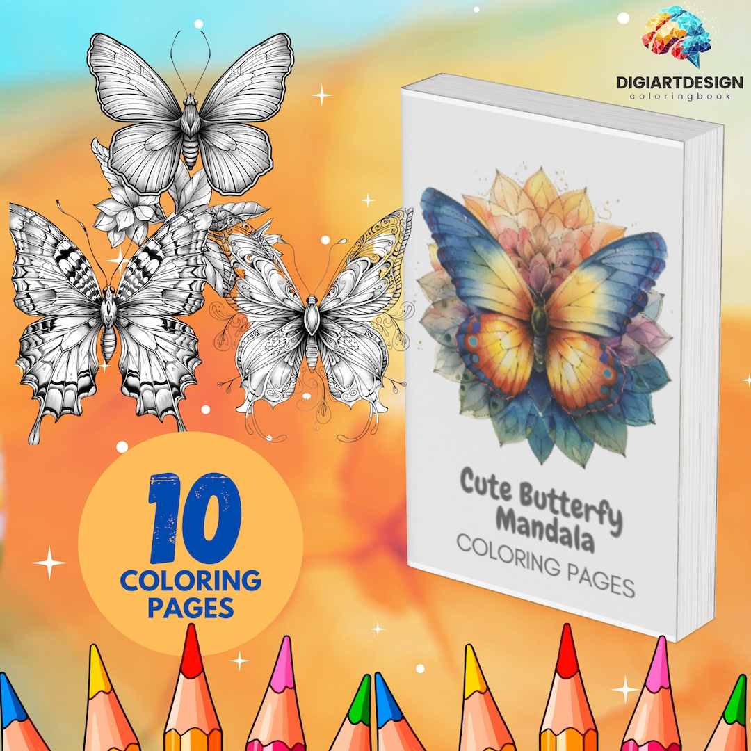 10 Cute Butterfly Coloring Page, Mandala Coloring Pages, Modern Kids ...
