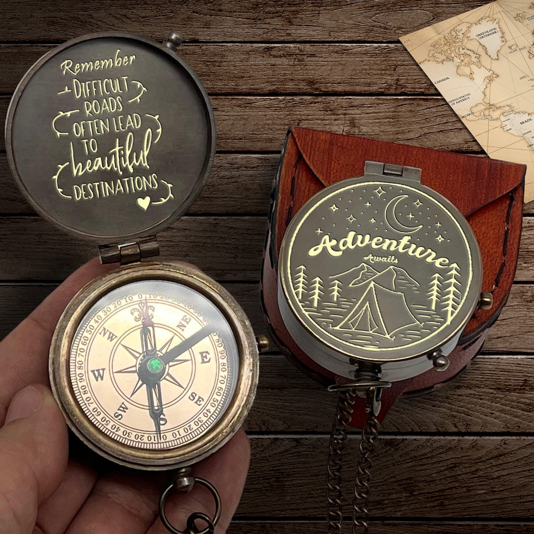 Personalized Brass Compass, Anniversary Gifts for Men, Brass Compass ...