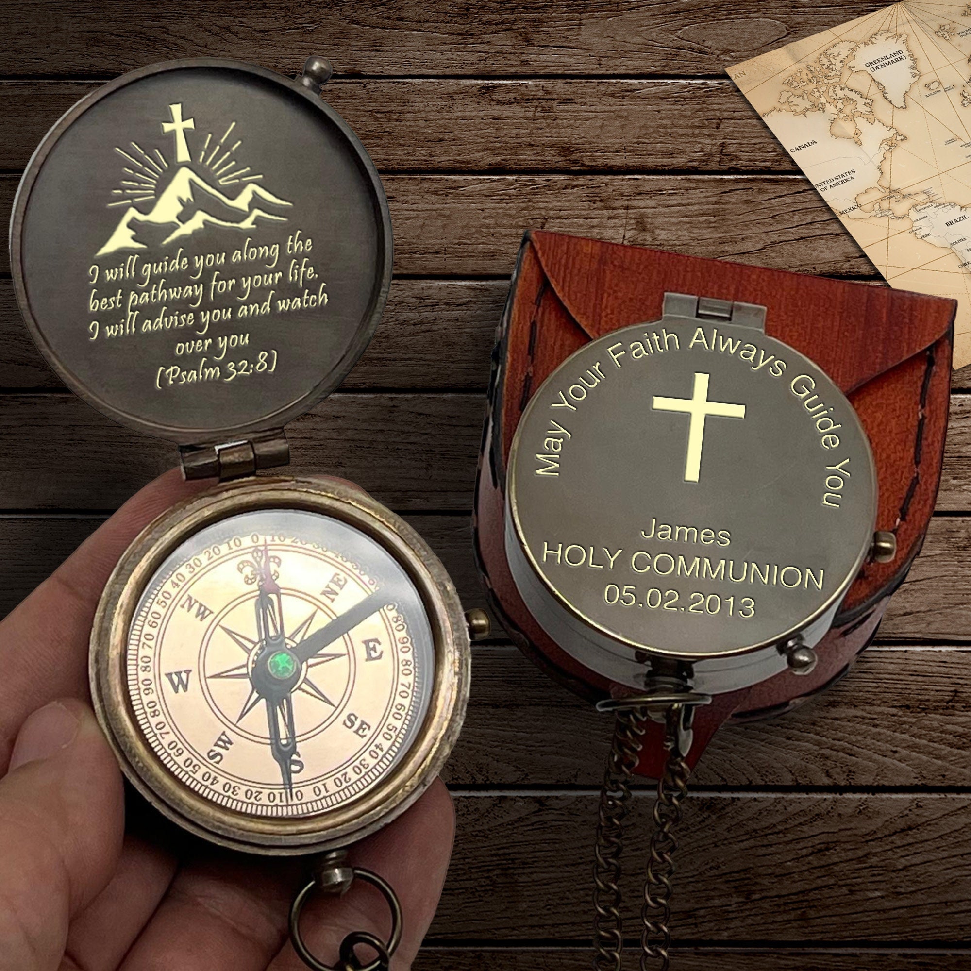 Personalized Gift Compass, Baptism Compass, First Holy Communion ...