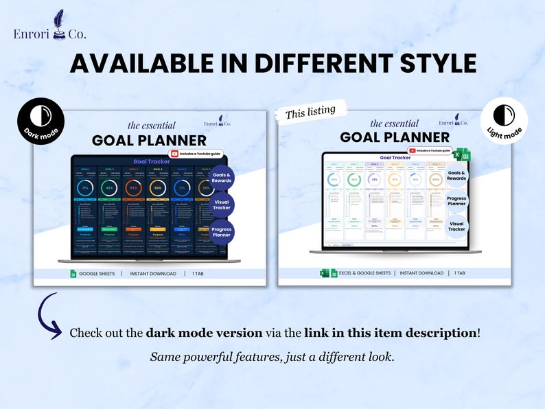 Goal Planner Spreadsheet, Yearly Monthly Goals, Annual Goal Tracker ...