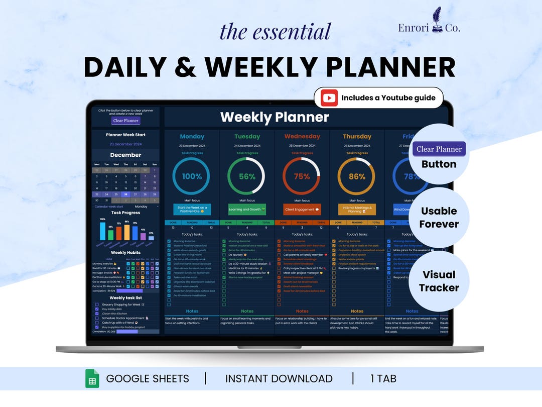 Weekly Planner, Daily Schedule Planner, Task Tracker, to Do List, Daily ...