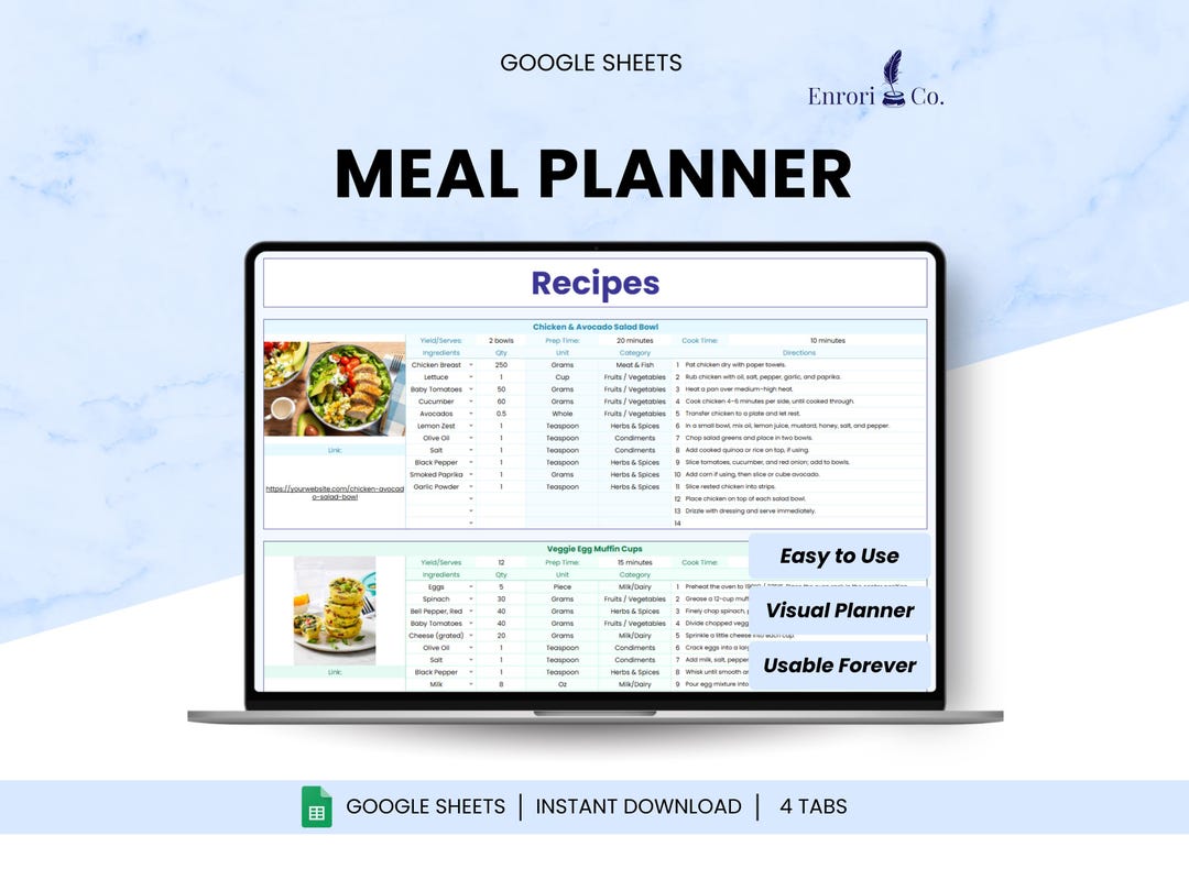 Daily Weekly Meal Planner, Recipe Journal, Grocery Shopping List ...