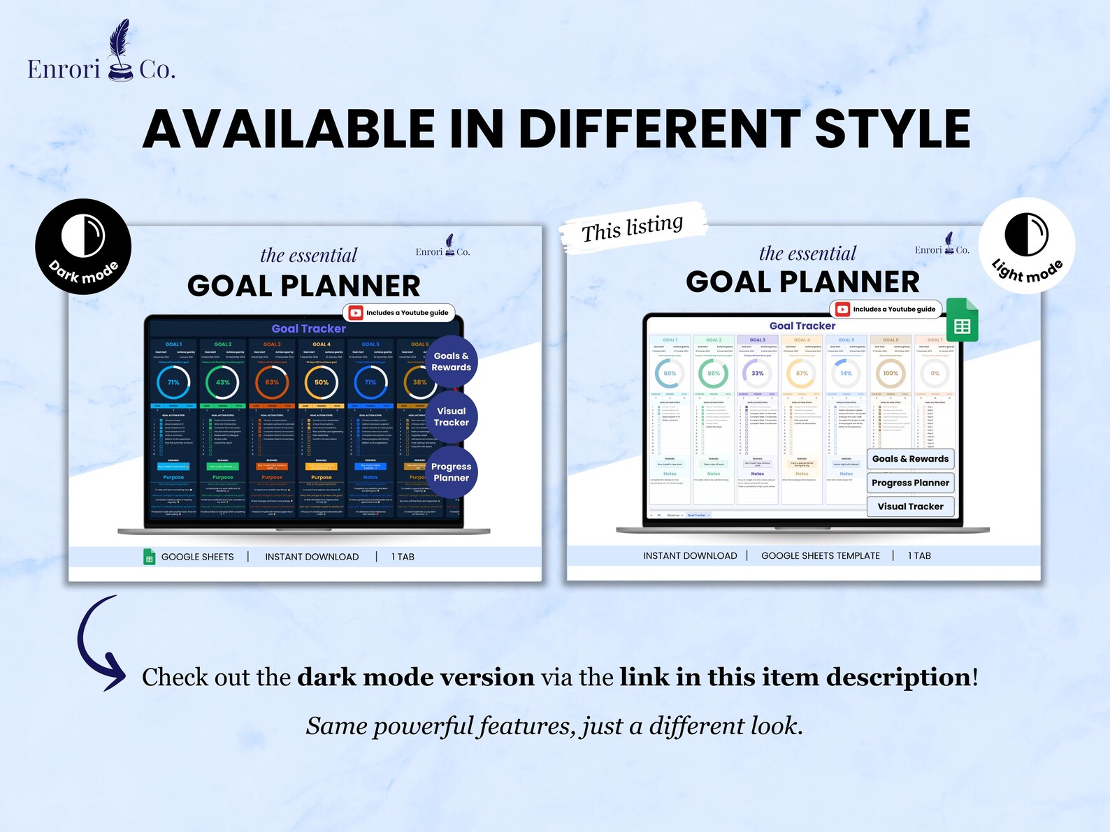 Goal Planner Spreadsheet, Yearly Monthly Goals, Annual Goal Tracker ...