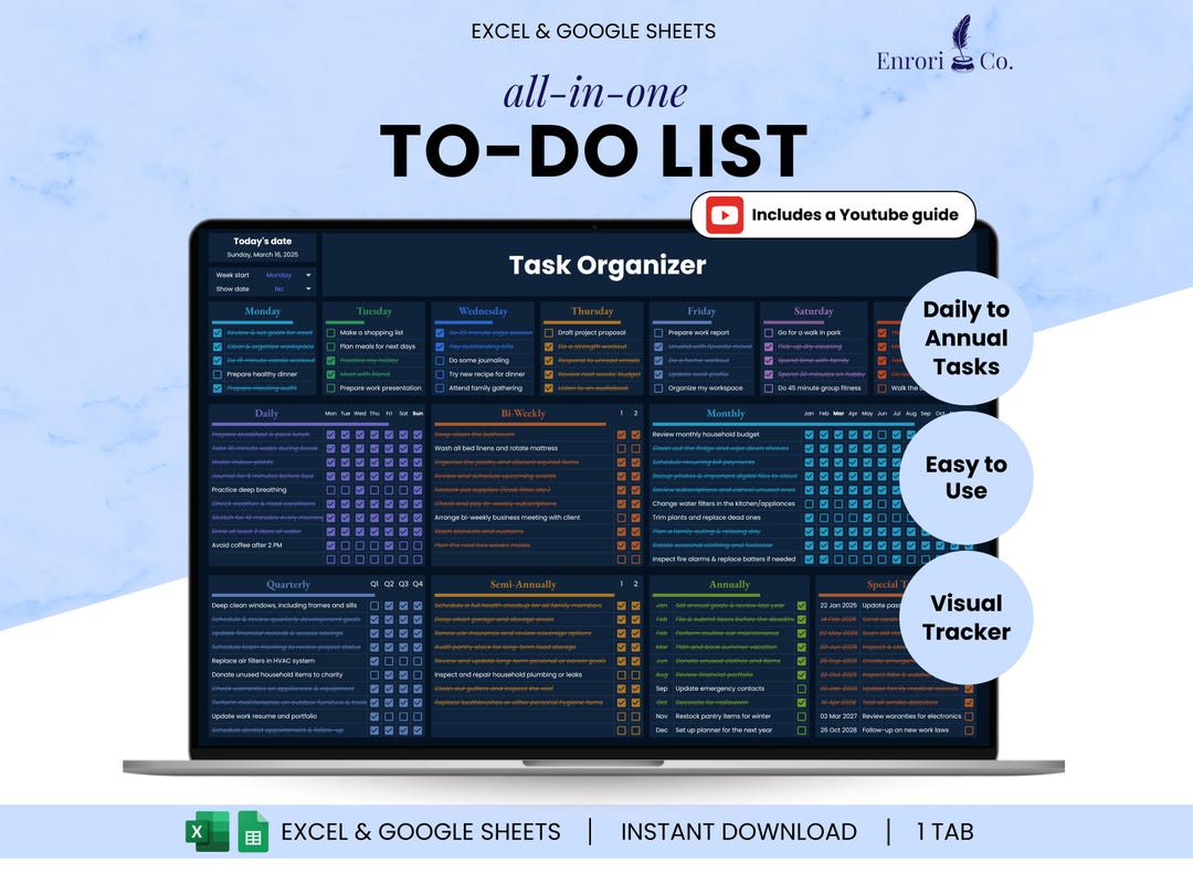 To Do List, Task Tracker, Daily Weekly Planner, Daily Schedule, Monthly ...