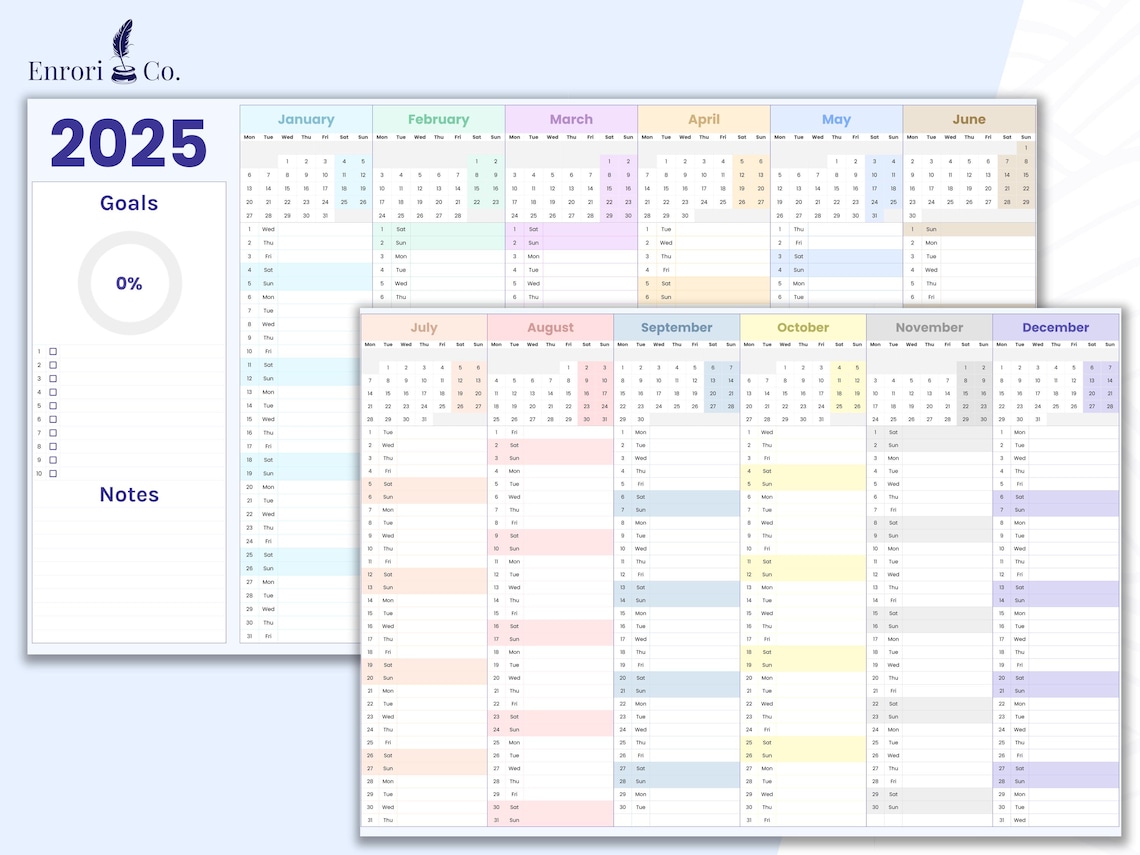 Simple Yearly Planner, Monthly Calendar, Daily Events Notes Routine ...