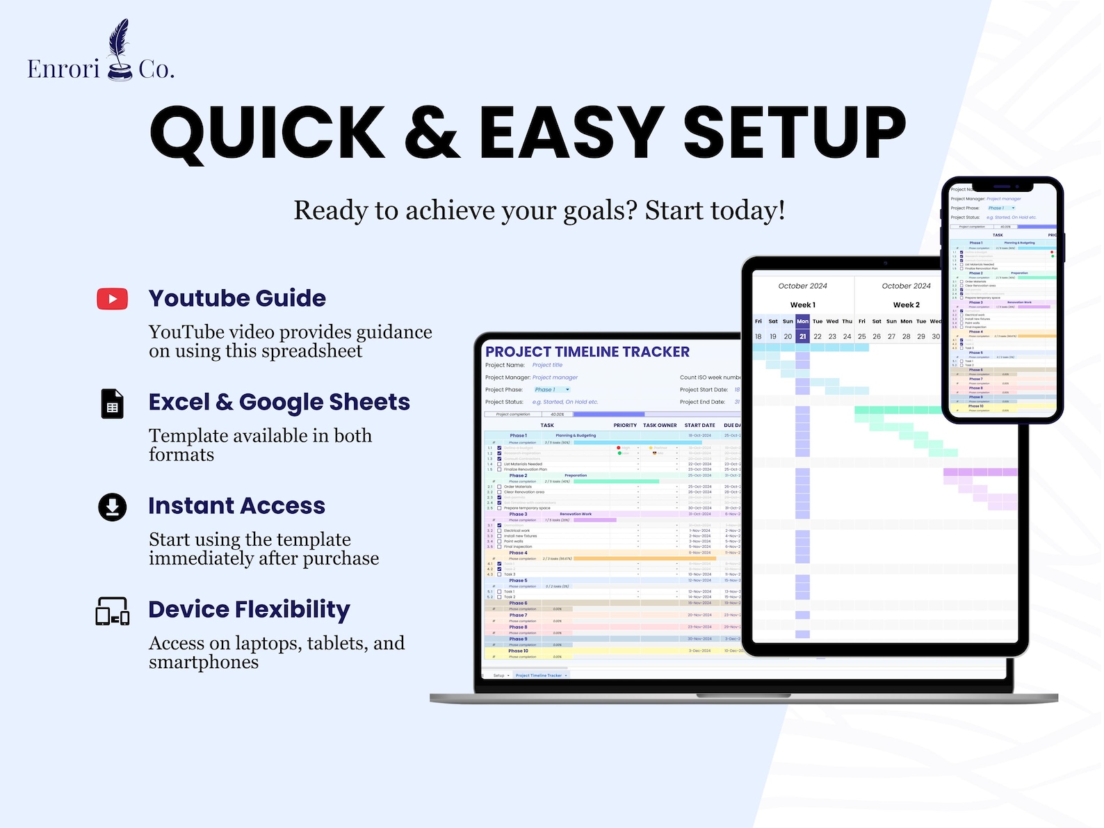 Project Timeline Tracker, Gantt Chart, Small Business Project Planner, Task Tracker, to Do List ...