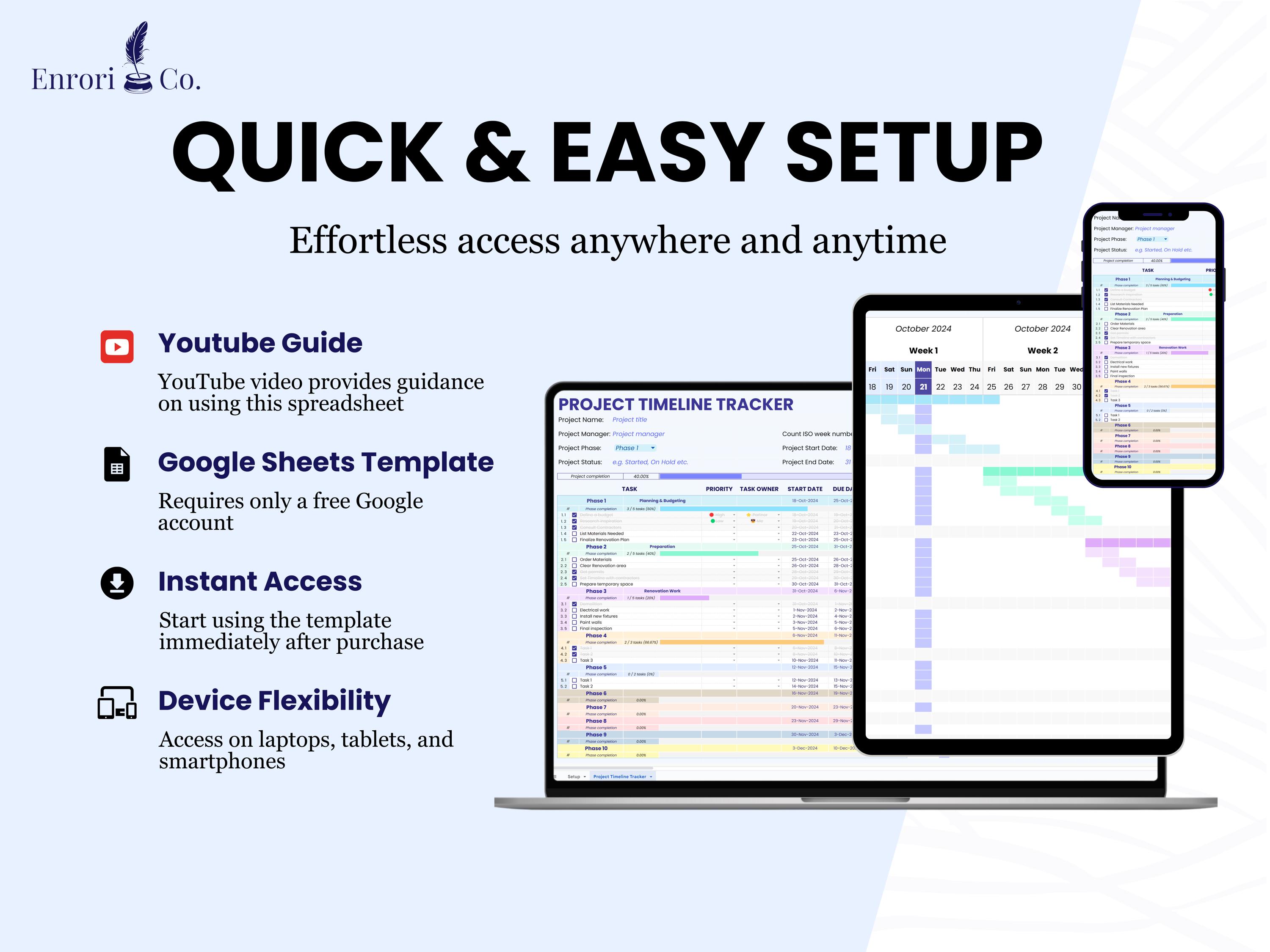 Project Timeline Tracker, Gantt Chart, Small Business Project Planner ...