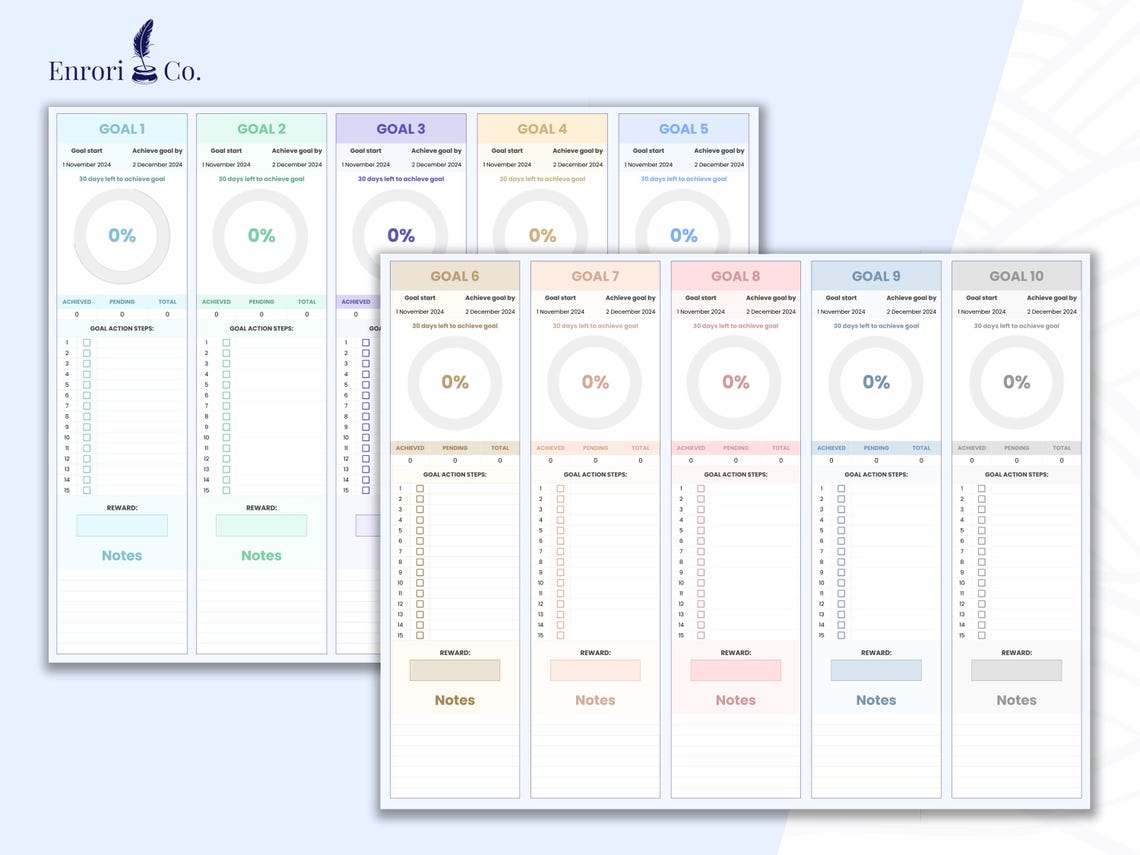 Goal Planner Spreadsheet, Yearly Monthly Goals, Annual Goal Tracker ...