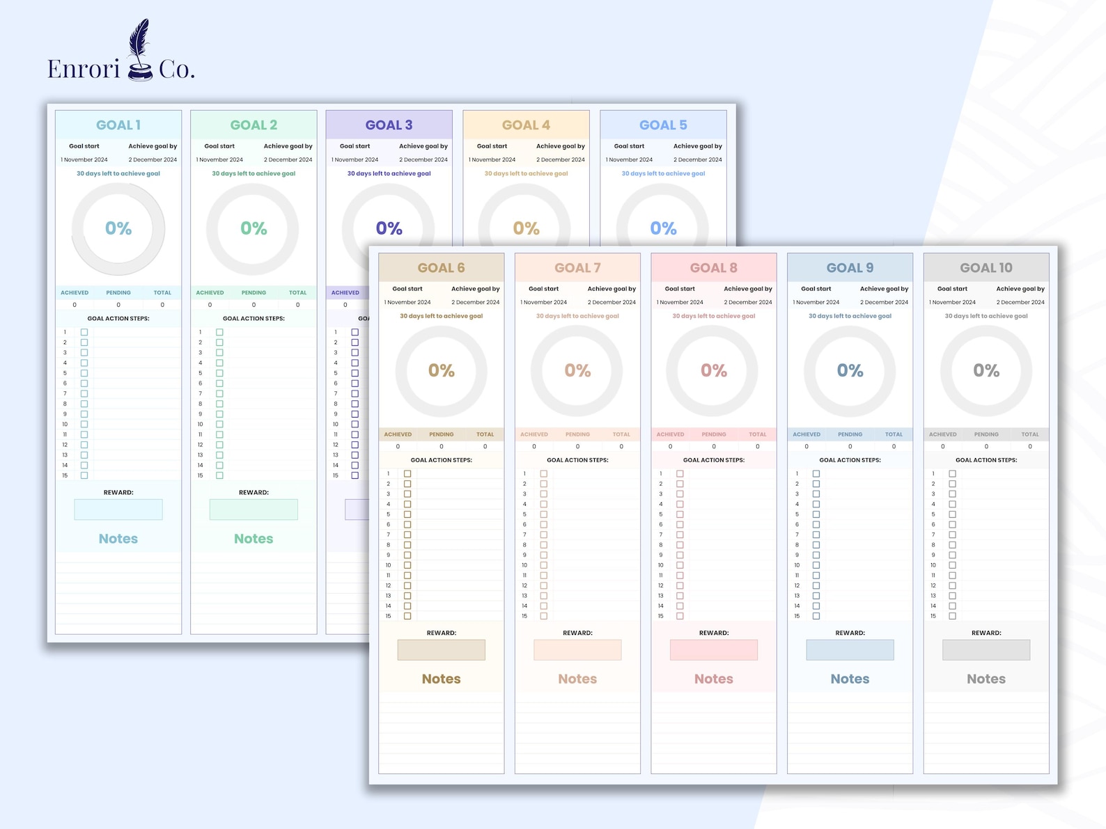 Goal Planner Spreadsheet, Yearly Monthly Goals, Annual Goal Tracker ...
