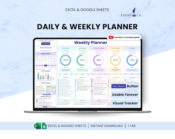 12 Week Year Planner Template | Printable 90 Day Goal Planner SMART ...