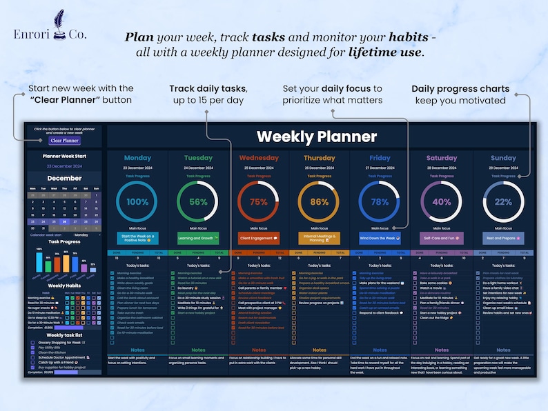 Weekly Planner, Daily Schedule Planner, Task Tracker, to Do List, Daily ...