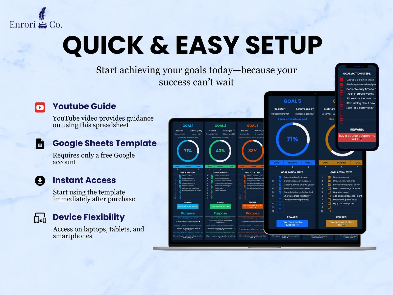 Goal Planner Spreadsheet, Yearly Monthly Goals, Annual Goal Tracker ...
