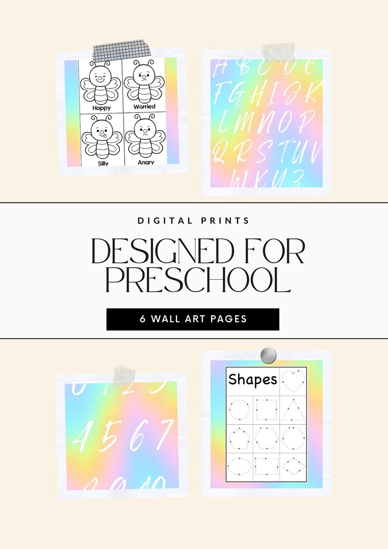 Educational Preschool Digital Prints Alphabet, Numbers, Inspiring ...