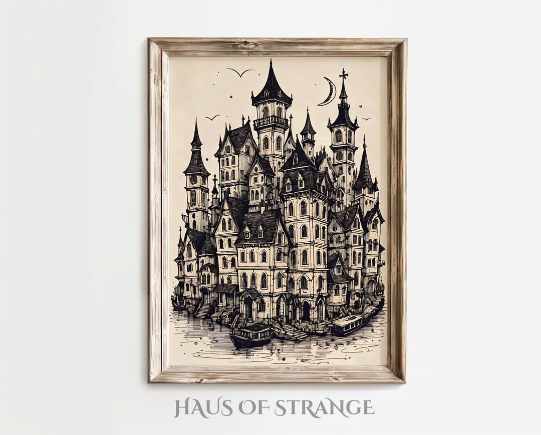 Pen and Ink Drawing Haunted Island Print Sketch Illustration Style ...