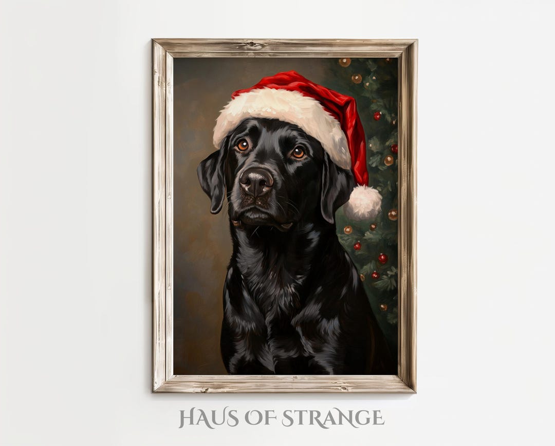 Christmas Pet Portrait Black Labrador Print Animal Portrait Printable ...