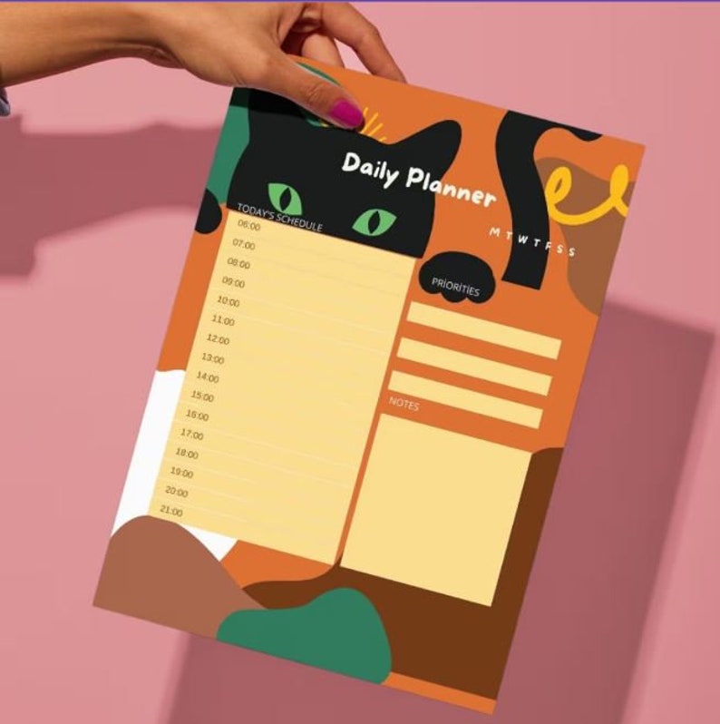 Black Cat Weekly Planner Printable Daily Planner Orange Themed Cat ...