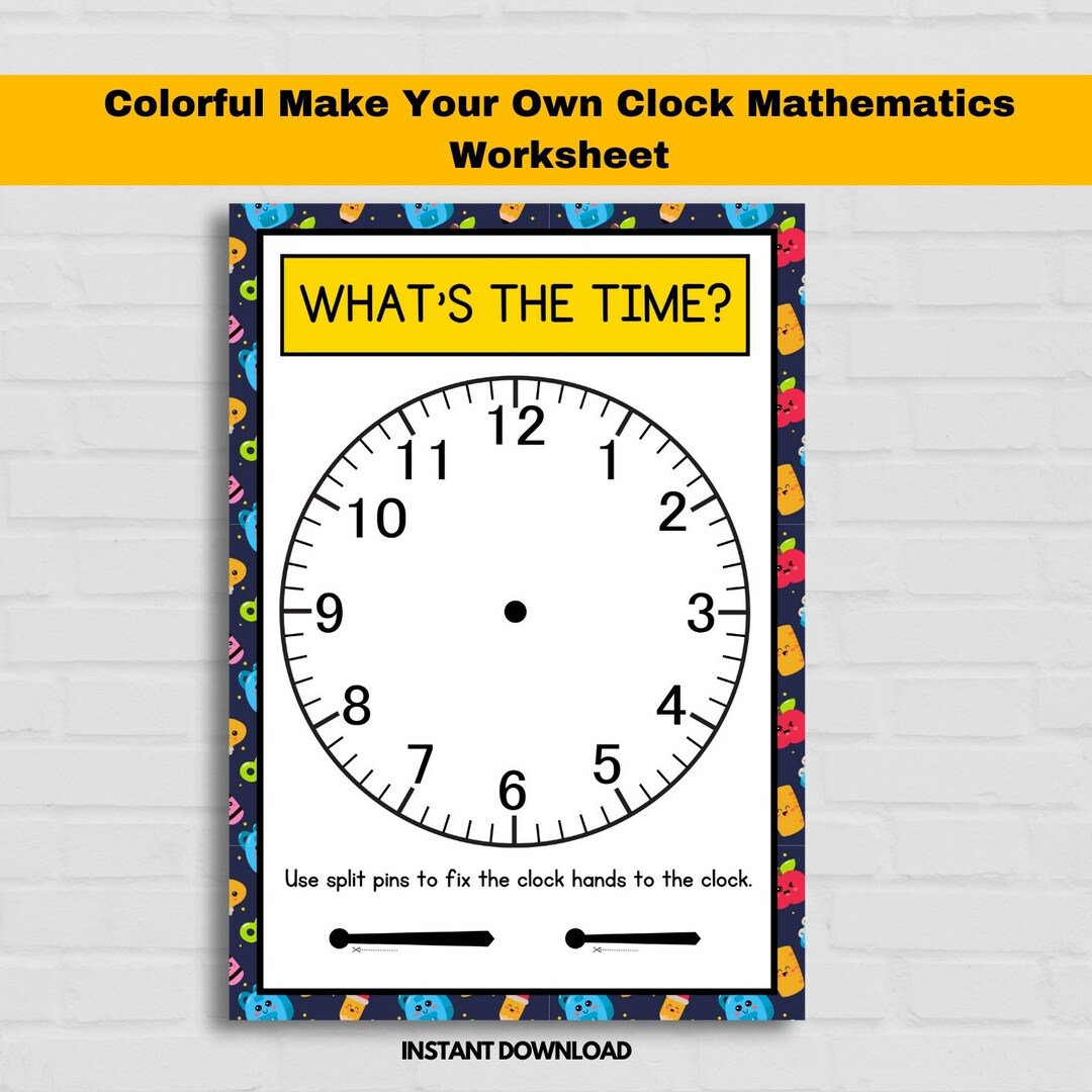 Kids Clock, Learn to Tell Time, Printable Learning Game, Homeschool ...