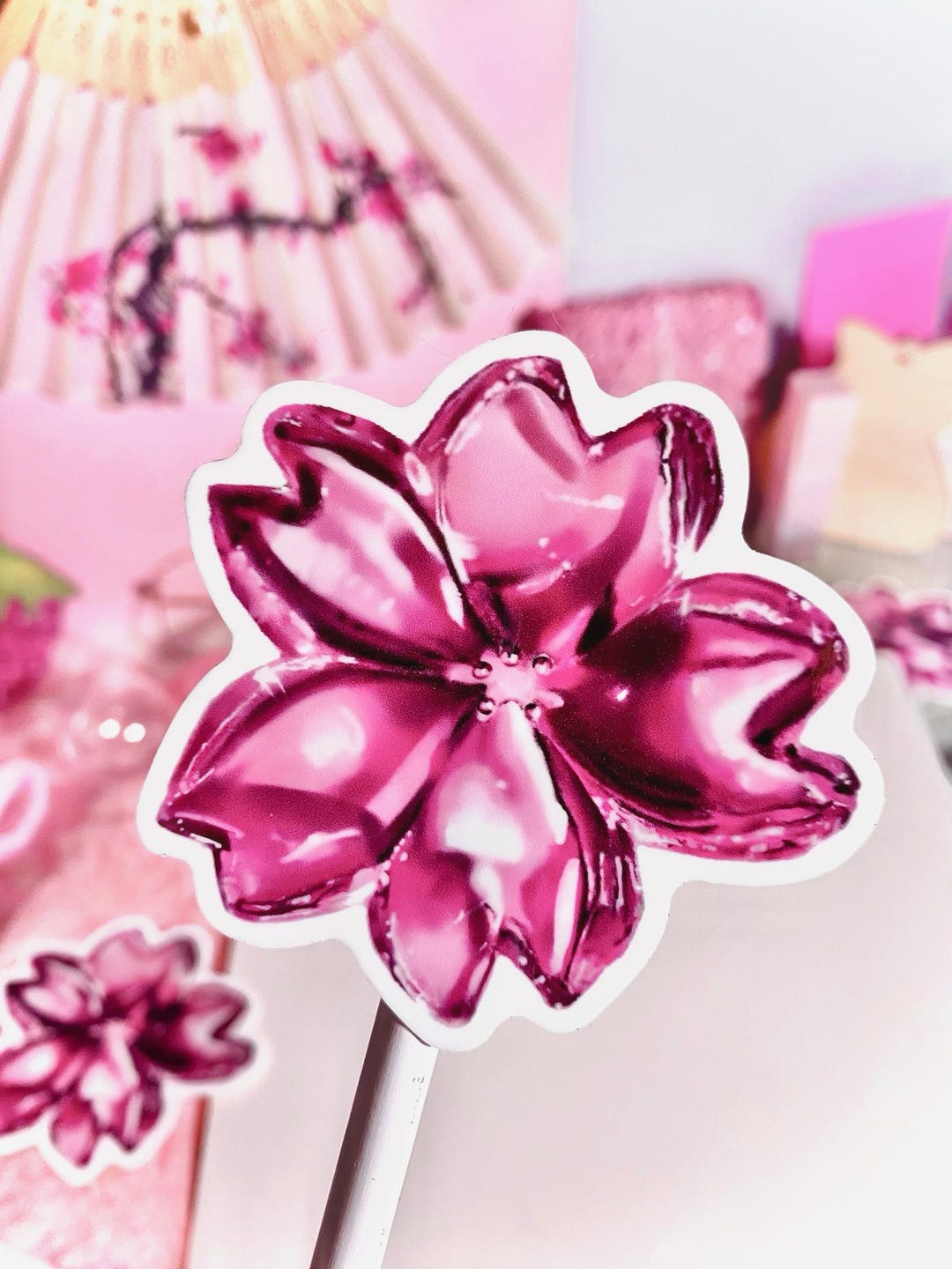 Cyber Sakura, Glossy Vinyl Sticker - Etsy