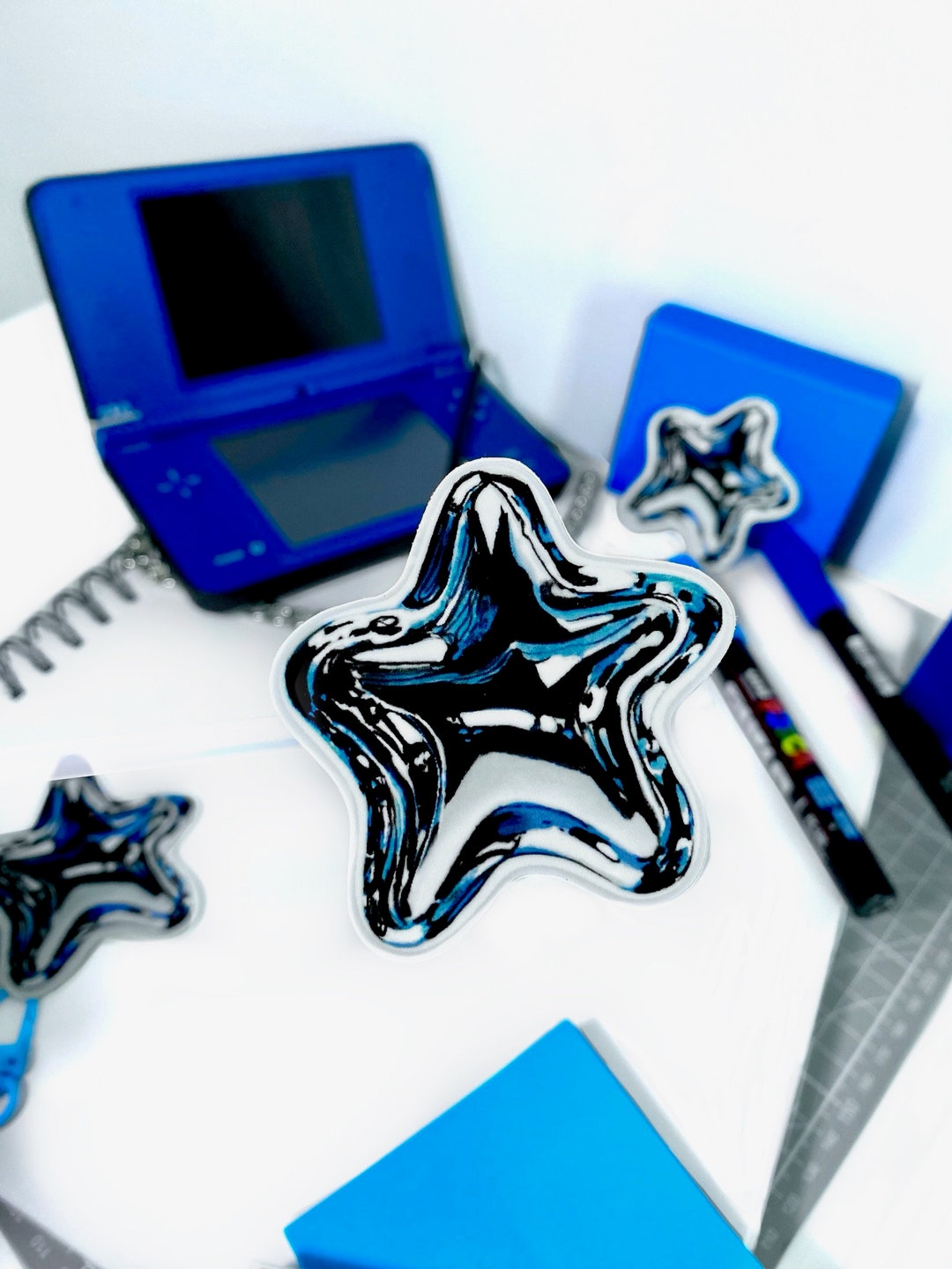 Cyber Star Blue, Glossy Vinyl Sticker - Etsy