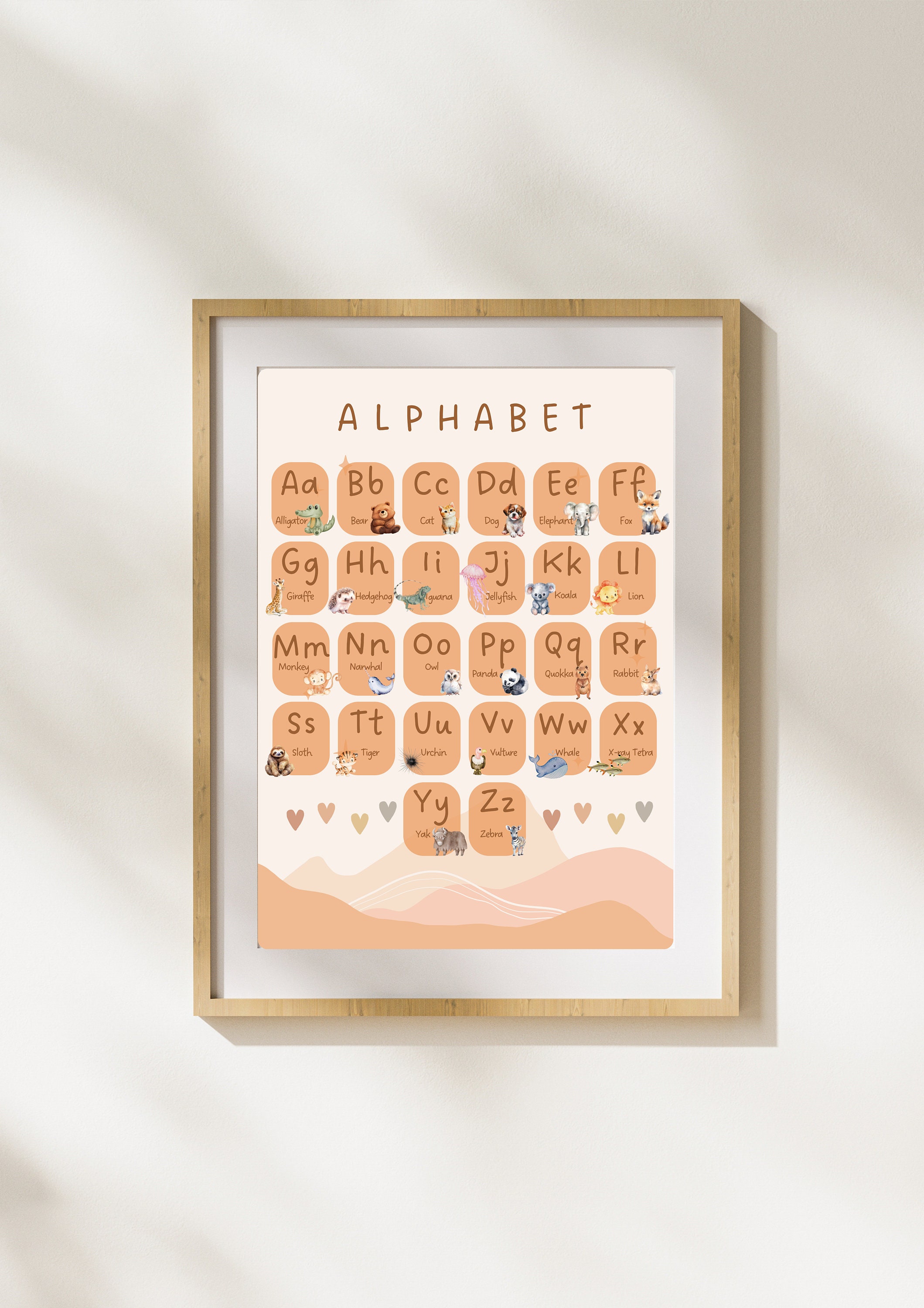Boho Alphabet Poster for Kids Whimsical Nursery Wall Decor With Animal ...